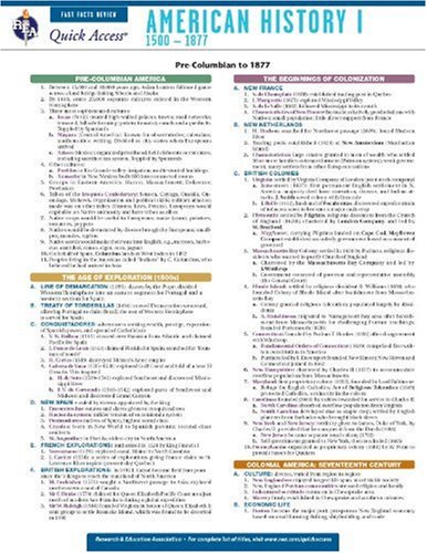 American History 1 - REA's Quick Access Reference Chart: Editors of REA ...