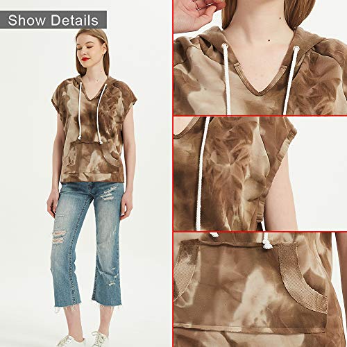 Buy S.CHARMA Women Loose Tie Dye Printed Tops Casual Short Sleeve Front ...