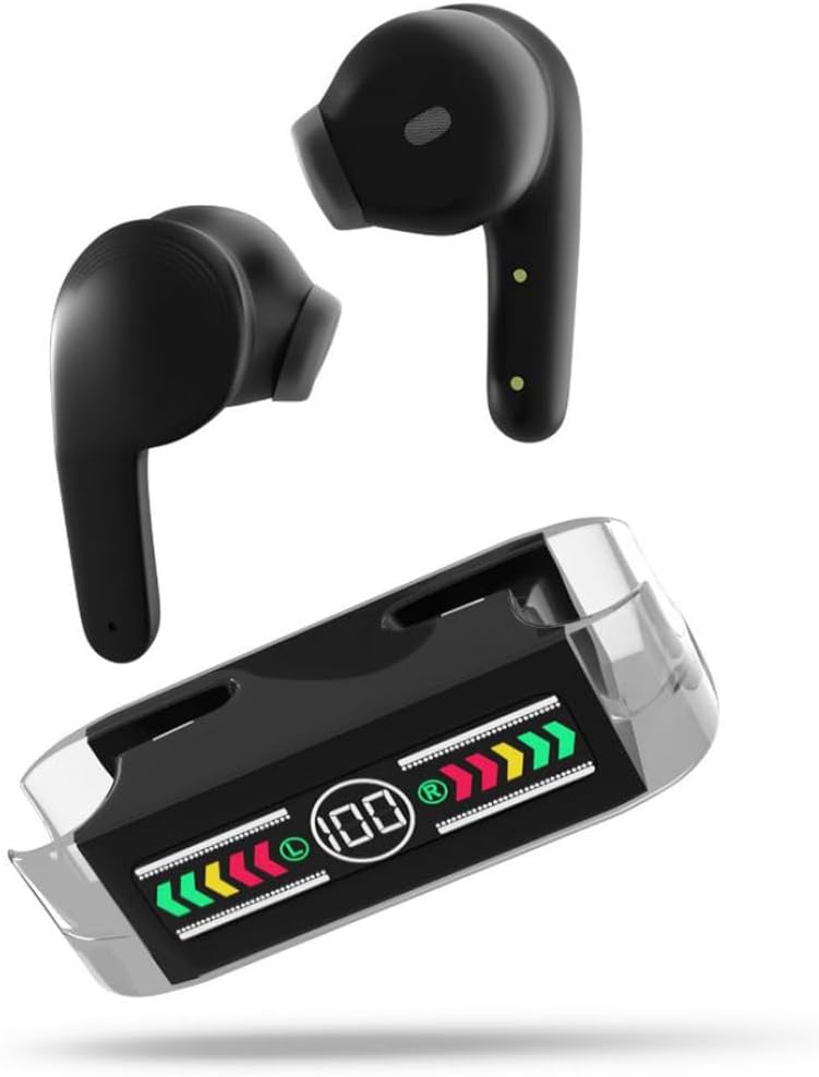 VEHOP Max Buds TWS Earbud, Bluetooth Earbuds with Display, Transparent ...