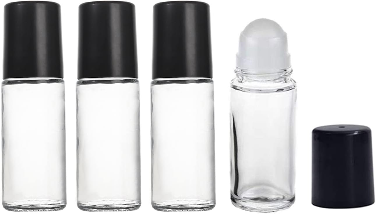 Amazon.com: 4Pcs 30ml/1oz Clear Glass Deodorant Roller Bottle with ...