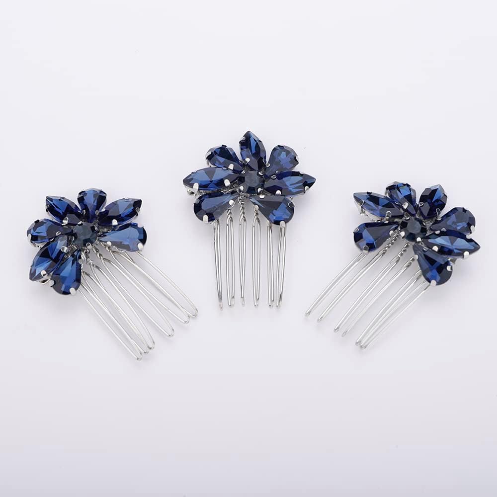 Amazon.com : FXmimior Bridal Women Navy Blue Vintage Crystal Rhinestone ...