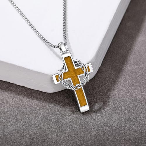 Cross Necklace 925 Sterling Silver Crucifix Pendant Necklace Christian ...