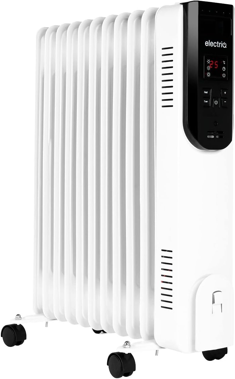electriQ 2.5kw Smart WiFi Oil Filled Radiator 11 Fin 24 Hour and Weekly ...
