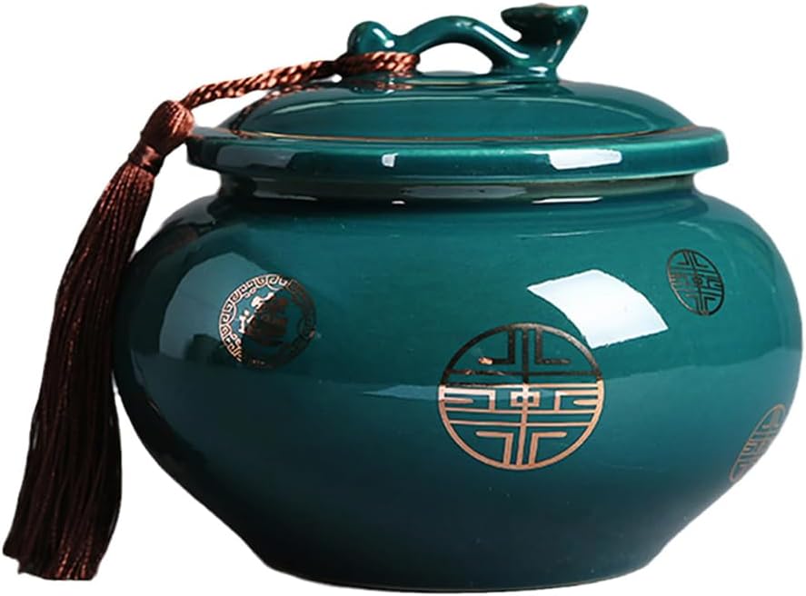 Amazon.com: ZHOUXIAO Ceramic Tea Canister with Lid Ruyi Tassel Cover ...
