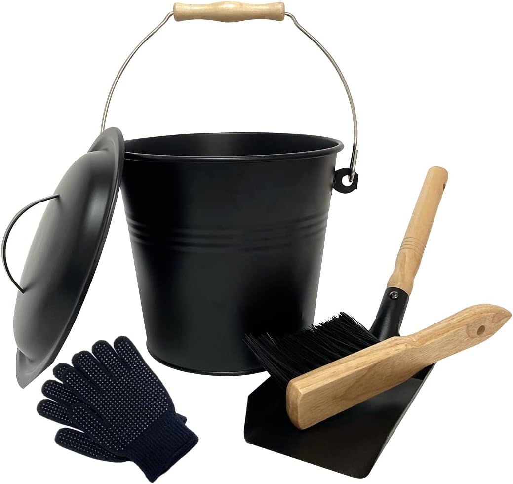 Amazon.com: Black Ash Bucket with Lid, Includes A Firepit Shovel and ...