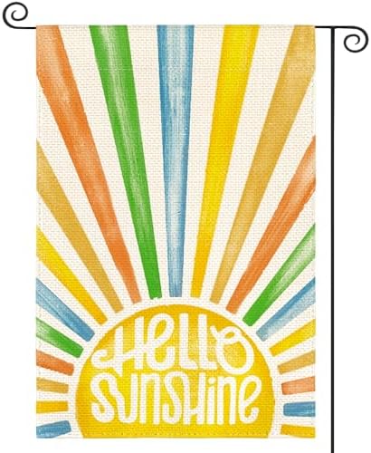 Amazon.com : Jartinle Hello Sunshine Garden Flag, Rainbow Sun Summer ...