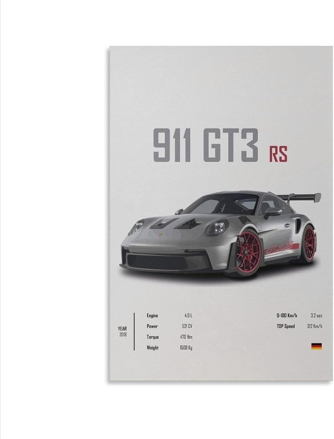Amazon.com: Dujoi Car Poster 911 GT3RS Posters Racing Car Wall Art ...