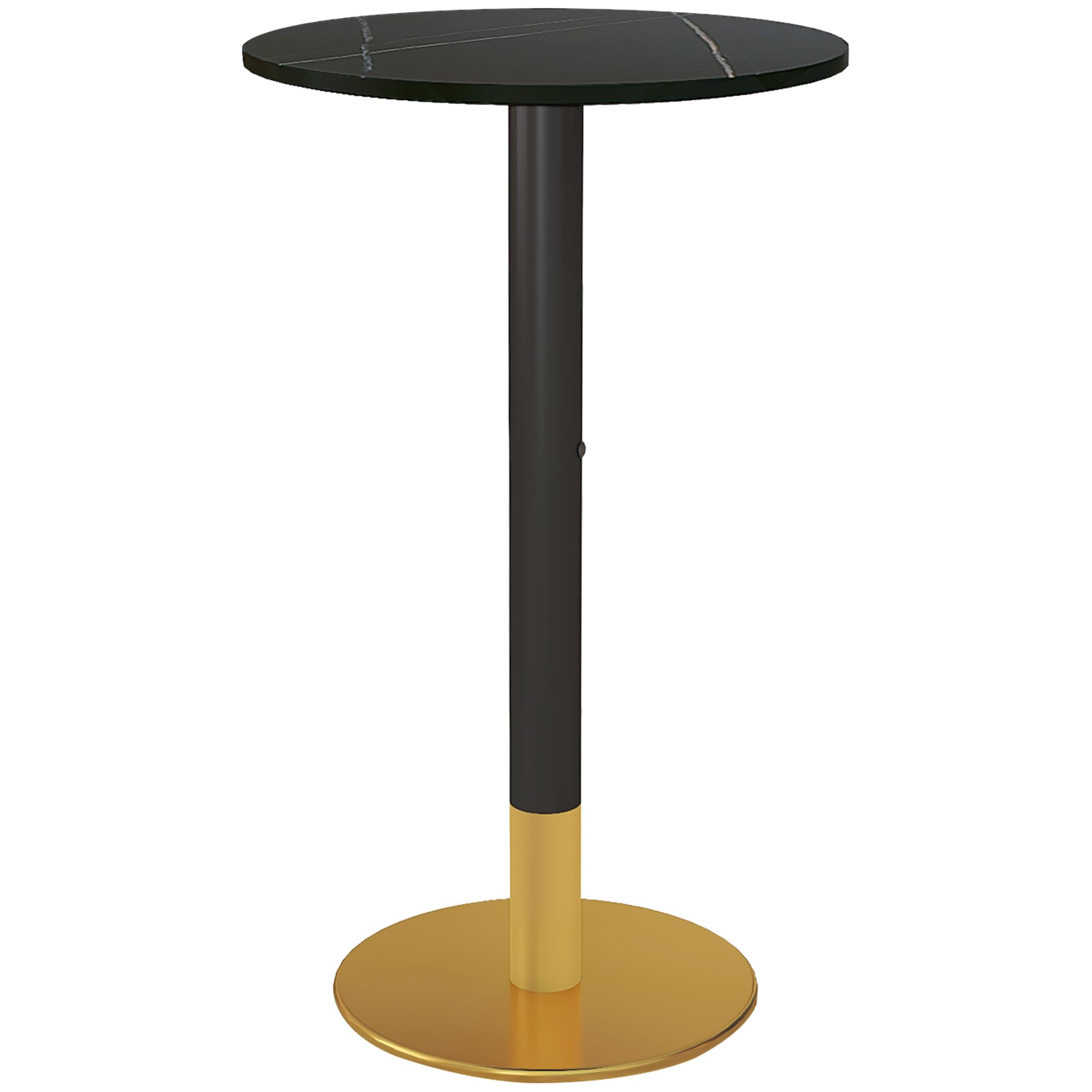 HOMCOM Round Bar Table, High Top Kitchen Table with Faux-Marbled Top ...