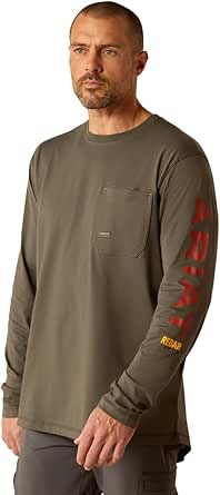 Amazon.com: Ariat Men's Rebar Workman Logo Long Sleeve Crew: Clothing ...