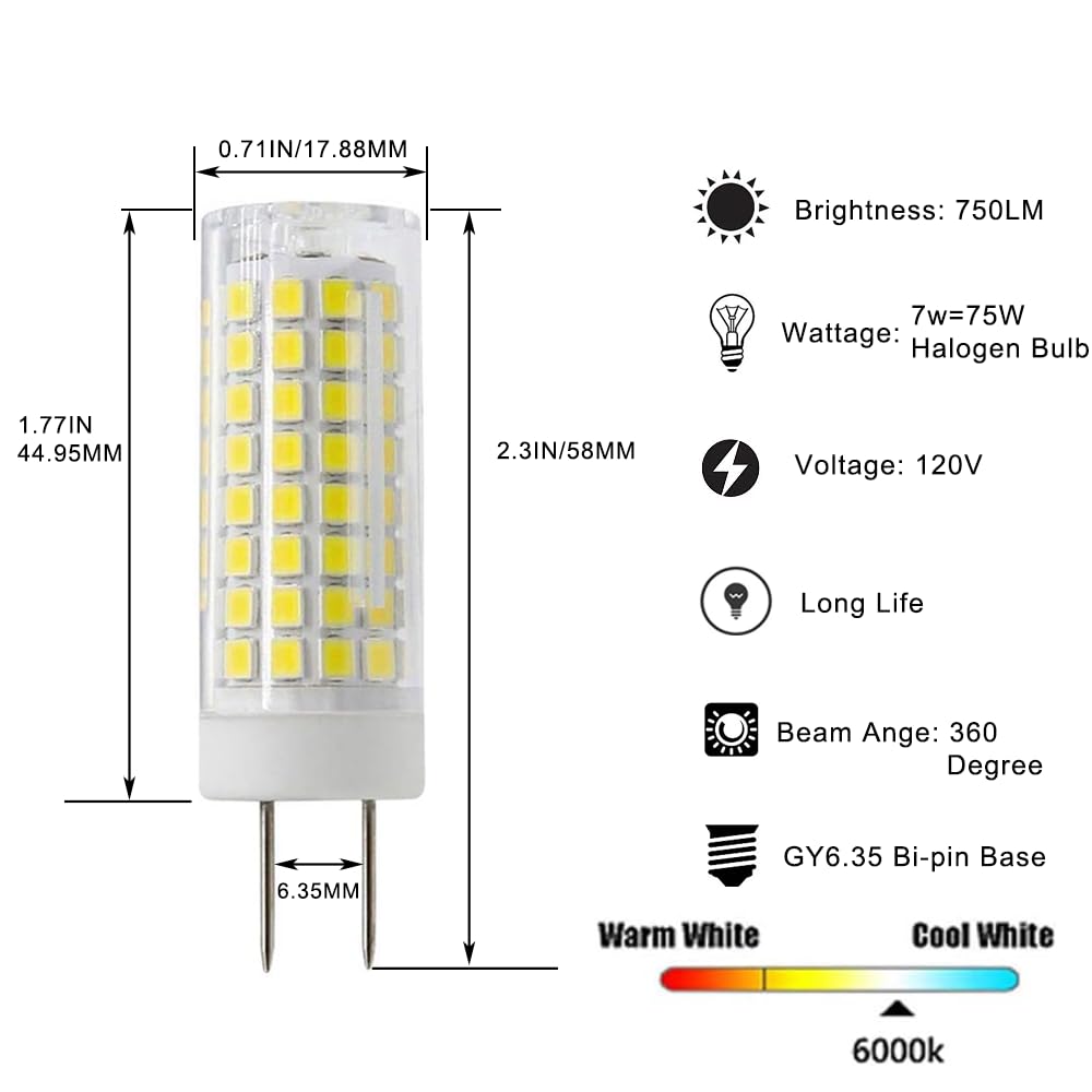 Snapklik.com : G8 Led Bulb, 75W Halogen Bulb Replacement,Dimmable 7W G8 ...