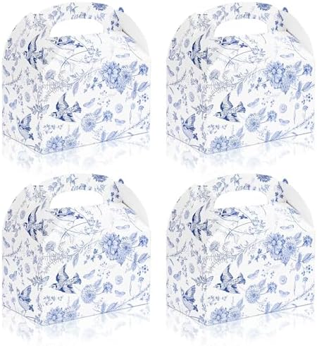 Amazon.com: TecUnite 50 Pcs 3x3x3'' Blue Floral Paper Gift Boxes ...