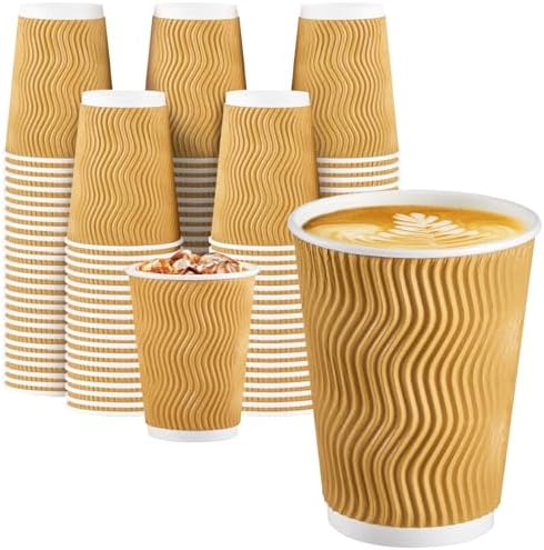 Amazon.com: Clawsoff 120 Pack 12 oz Coffee Cups, Disposable Corrugated ...