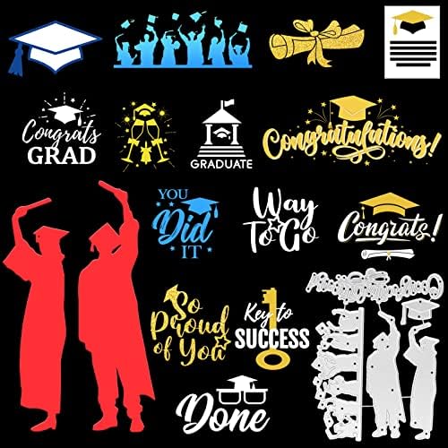 Amazon.com: Whaline 16 Designs Graduation Metal Die Cuts Congrats Grad ...