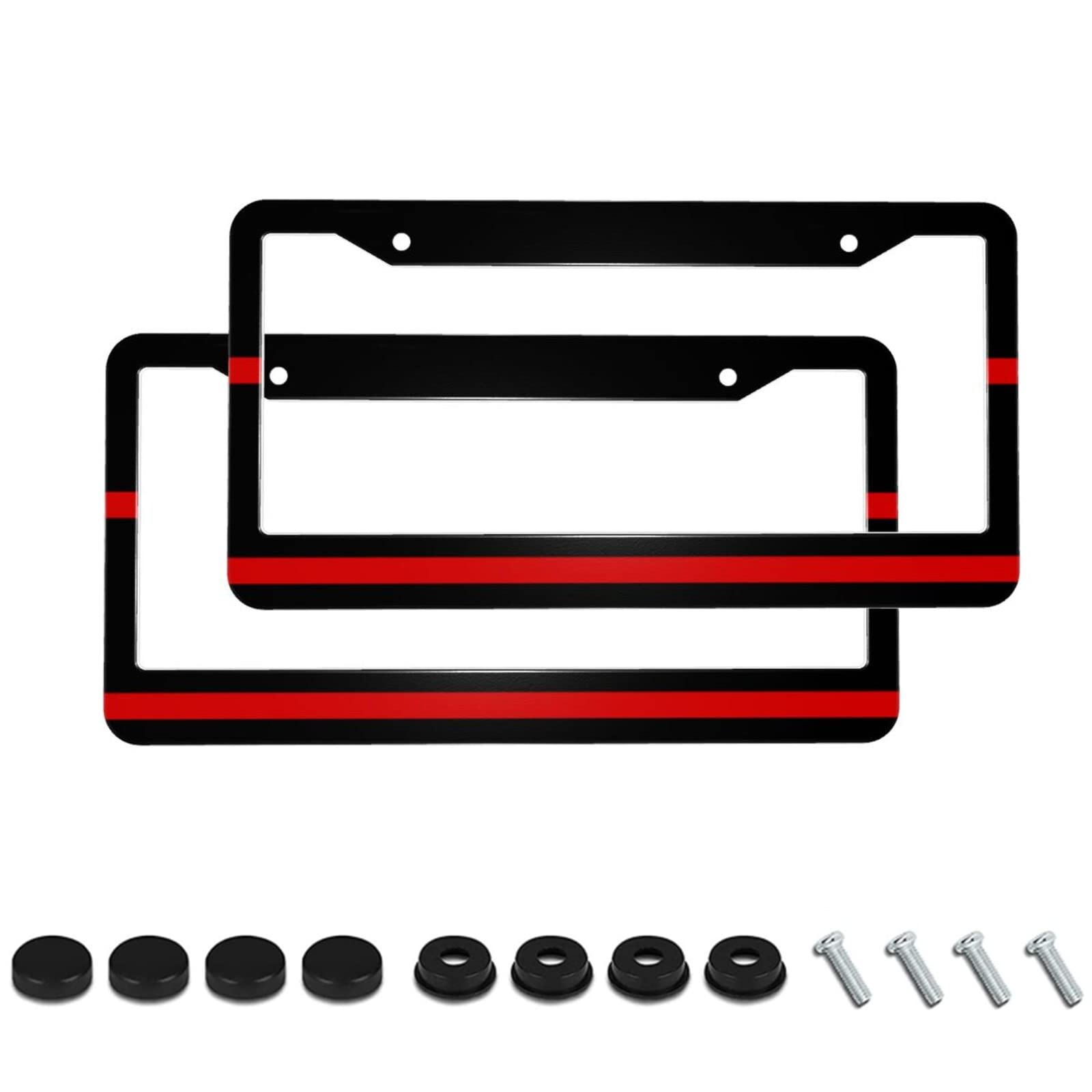 Amazon.com: 2pcs Thin Red Line License Plate Frame Firefighter License ...
