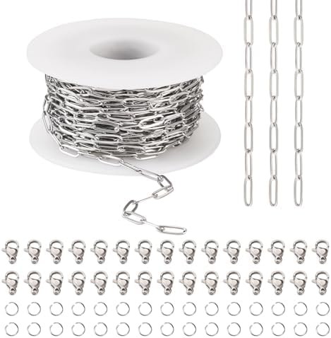 Amazon.com: Pandahall 32.8 Feet Stainless Steel Paperclip Chains Flat ...