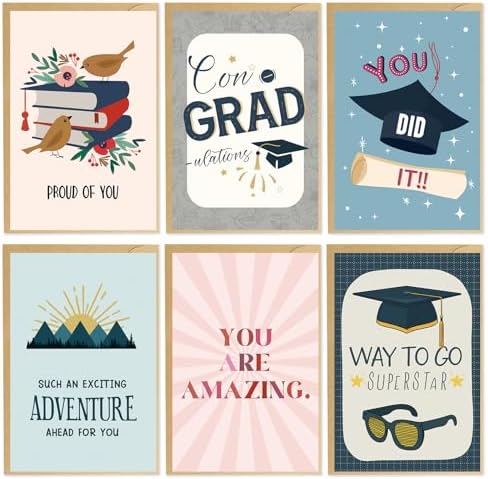 Amazon.com: 24 Inspirational Graduation Cards Pack, 4 x 6 IN Graduation ...