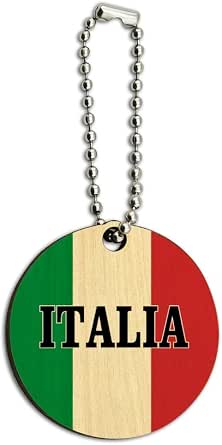 GRAPHICS & MORE Italia Italy Italian Flag Wood Wooden Round Keychain ...