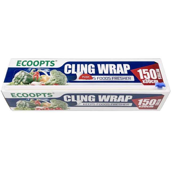 ECOOPTS Cling Film with Dispenser & Cutter | Microwave & Freezer Safe ...