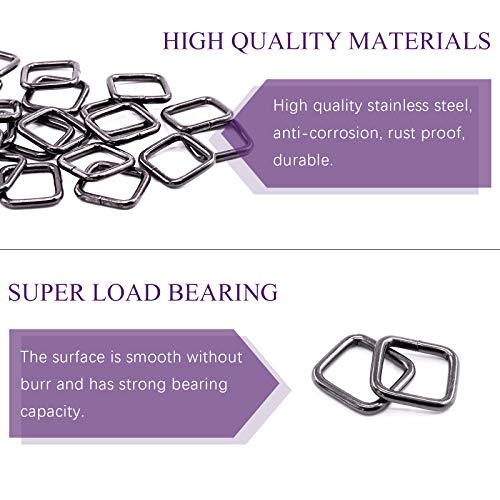 Snapklik.com : Swpeet 60Pcs 5/8 Inch - 15mm Gun-Black Metal Rectangle ...