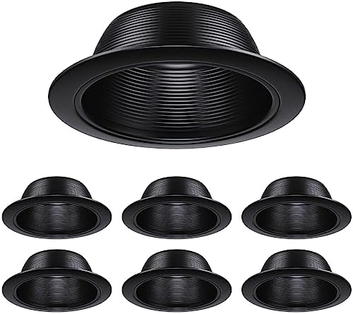 TORCHSTAR 6 Inch Recessed Light Black Baffle Trim with Detachable Ring ...