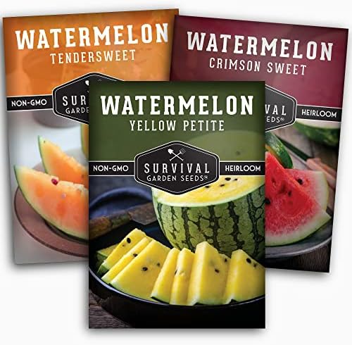 Amazon.com : Survival Garden Seeds Tri-Color Watermelon Collection - 3 ...