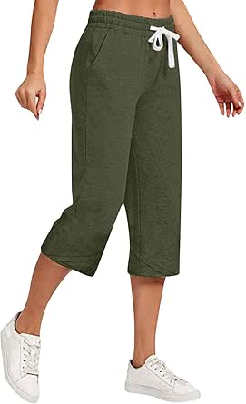 Amazon.com: Plus Size Capri for Women Casual 2025 Summer Drawstring Cotton Linen Pants Versatile ...