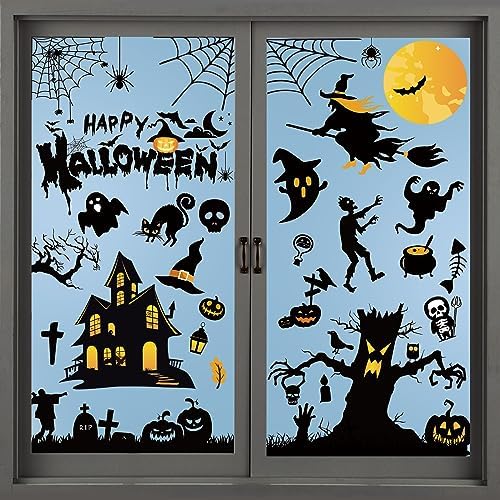 Fowecelt Halloween Window Stickers Decals - 184pcs Halloween Window ...