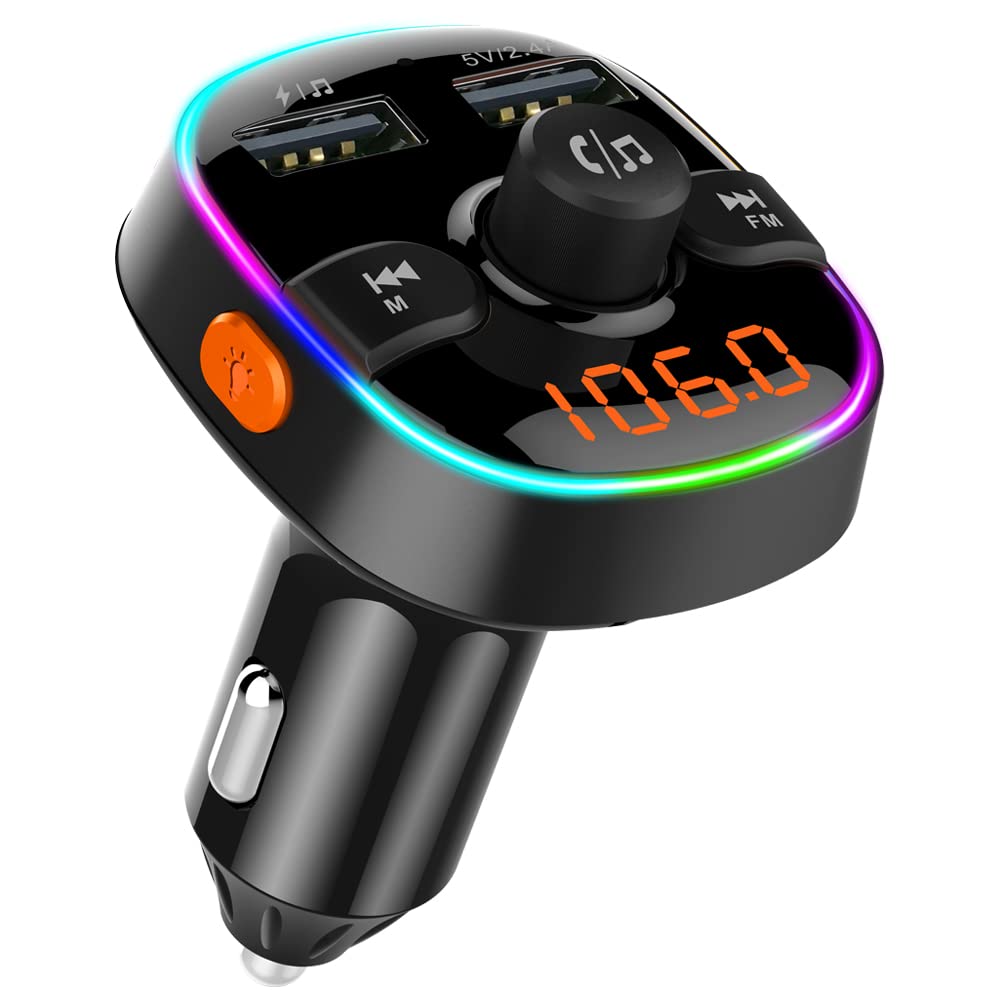 Bluetooth Car Adapter, FM Transmitter, Universal Car Charger with Dual ...