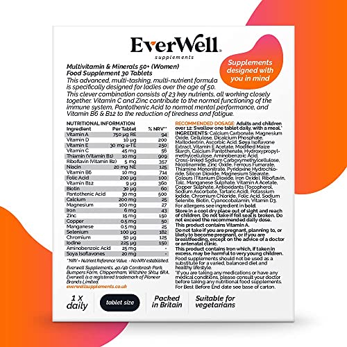 EverWell Multivitamin Tablets for Women Aged 50+ - One A Day Vitamin ...