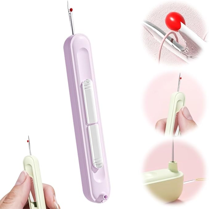 2 in 1 Needle Threader Seam Ripper, 2025 New Retractable Threader Plug ...