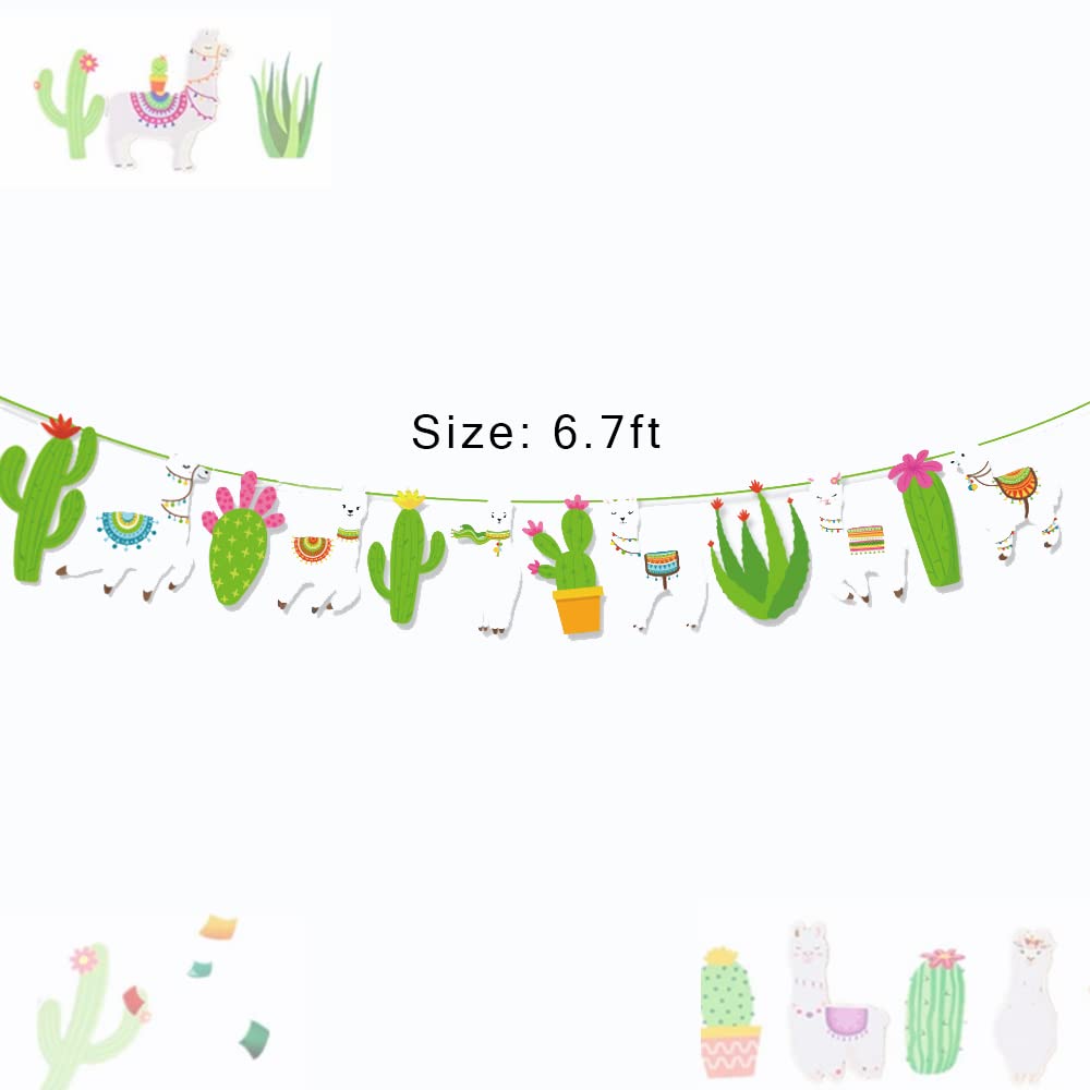 Snapklik.com : Set Of 2 Llama Happy Birthday Banner Cactus Banner ...