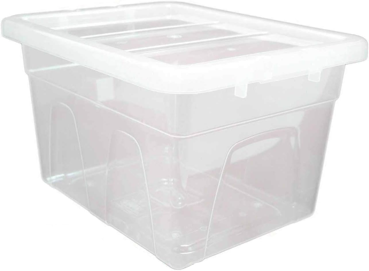 HOMION Clear Plastic Storage Box Boxes With Lids Home Office Stackable ...