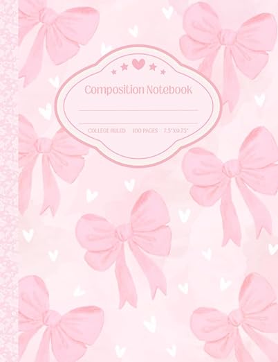 Amazon.com: Pink Coquette Bow Composition Notebook: College Ruled ...