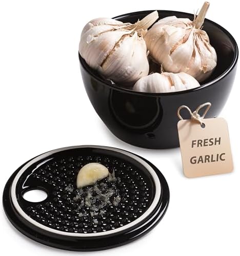 Amazon.com: LUNCHS Matte Glaze Garlic Keeper for Counter Countertop ...