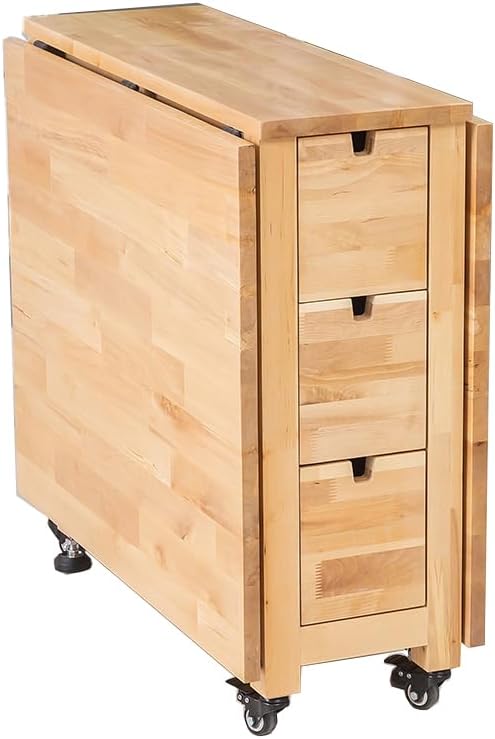 Amazon.com: Sermair Folding Dining Table for 6-8 People Solid Wood Kitchen Table with casters ...