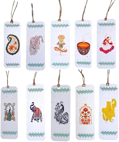 Purpledip Seed Paper Bookmarks Set of 10 'Indian Icons': Eco Friendly ...
