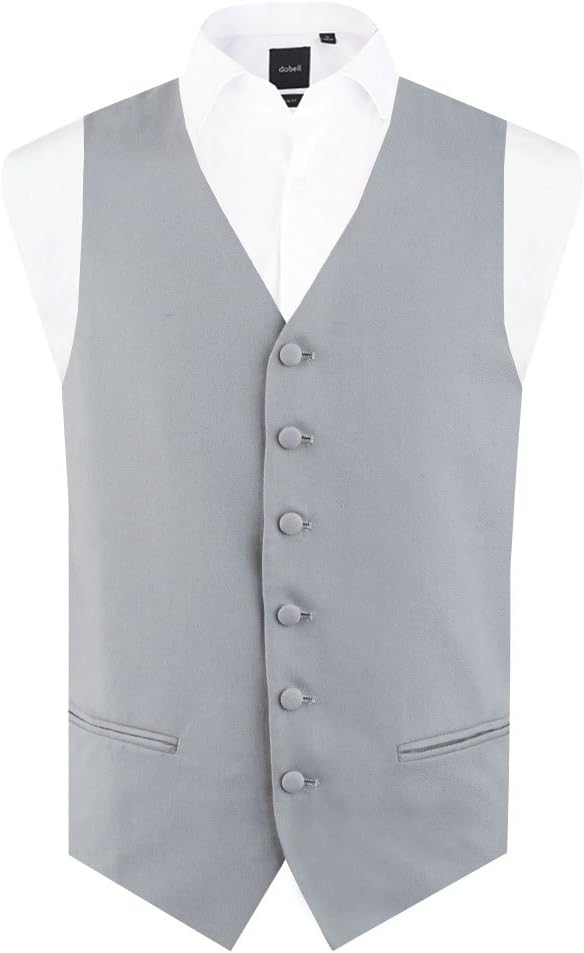 Dobell Mens Dove Grey Morning Suit Wedding Vest Regular Fit Single ...