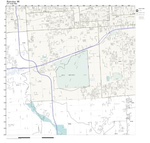 ZIP Code Wall Map of Romulus, MI ZIP Code Map Not Laminated: Amazon.com ...