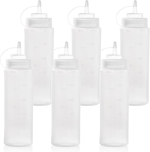 6 Pack Double Scales Condiment Squeeze Bottles with Twist on Caps and ...