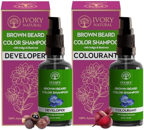 Buy Ivory Natural Brown Beard Color Shampoo (30ml+30ml) - Get Instant ...
