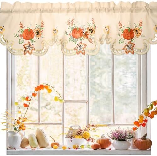Amazon.com: Windkream Fall Kitchen Thanksgiving Curtains Valances 58 x ...