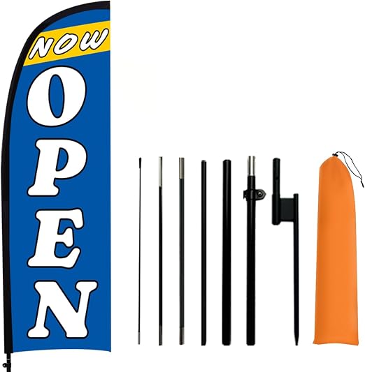 Amazon.com : MESIXI 8.2 ft Now Open Flags Signs for Grand Opening ...
