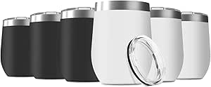 Amazon.com | Deitybless 6 Pack 12oz Wine Tumbler with Lid Stainless ...