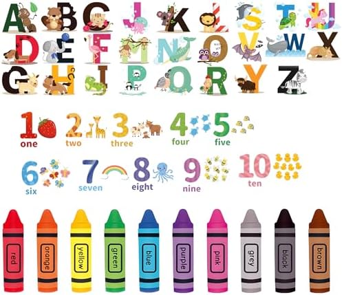 Amazon.com: Animal Alphabet Numbers Colour Pens Wall Decals Stickers ...