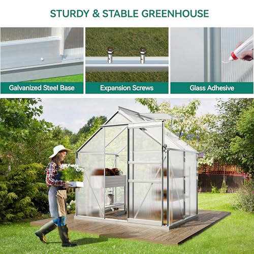 YITAHOME 4x6FT Polycarbonate Greenhouse Heavy Duty Green Houses Outdoor ...