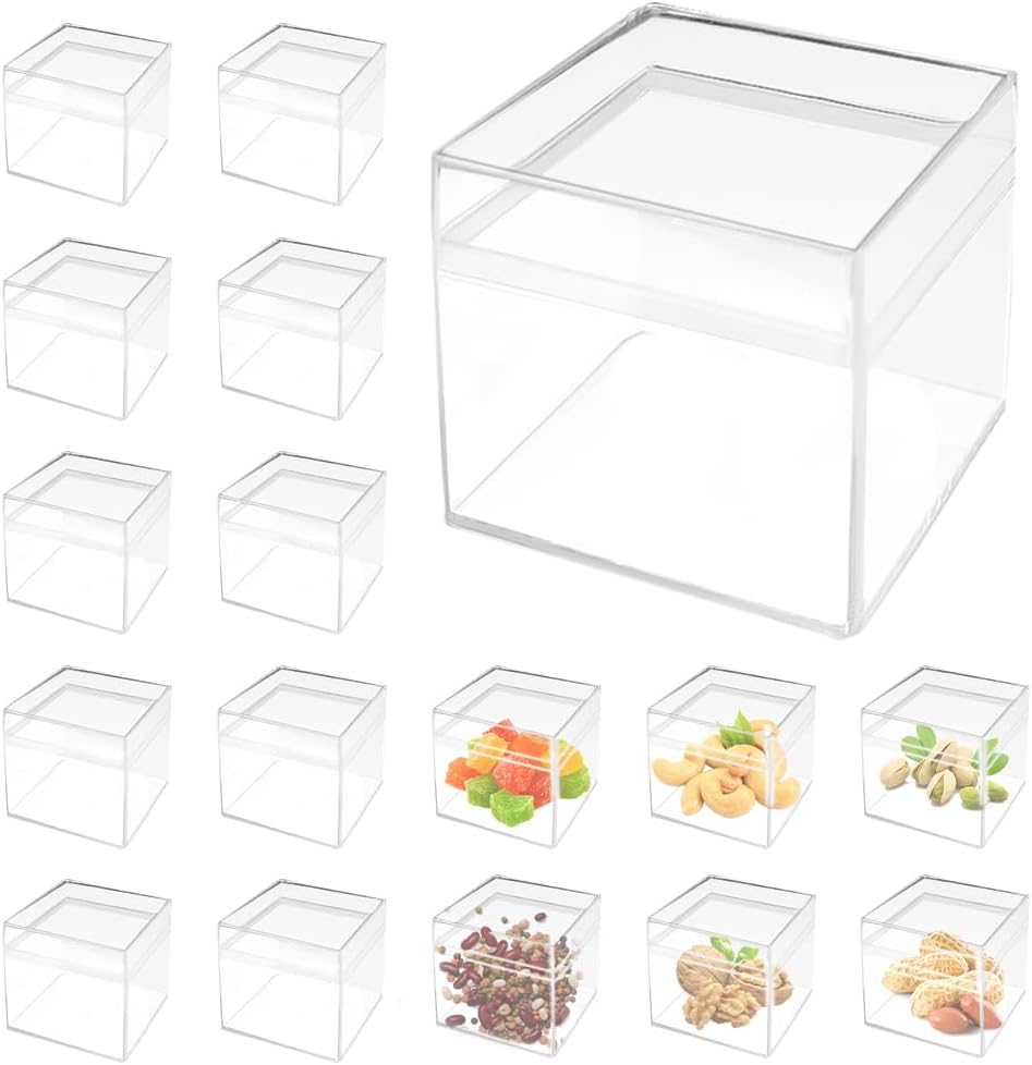 KLYNGTSK 24 Pack Square Cube Display Case 5 x5 x 5 cm Transparent ...