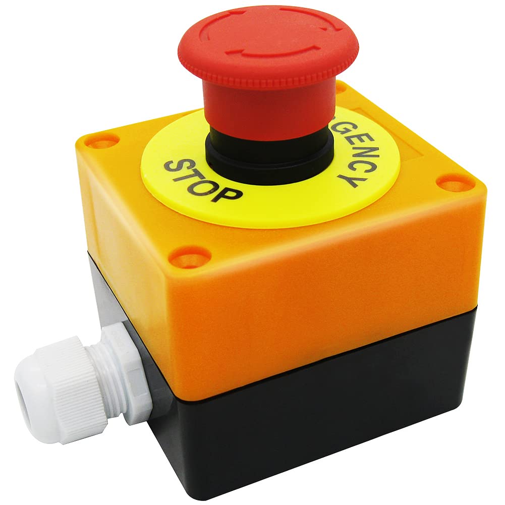 Snapklik.com : Mxuteuk 22mm 1NC 1NO Red Mushroom Emergency Stop Push ...