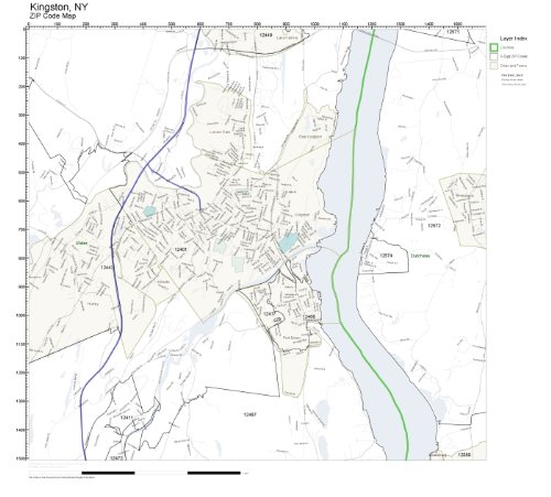 Amazon.com : ZIP Code Wall Map of Kingston, NY ZIP Code Map Not ...