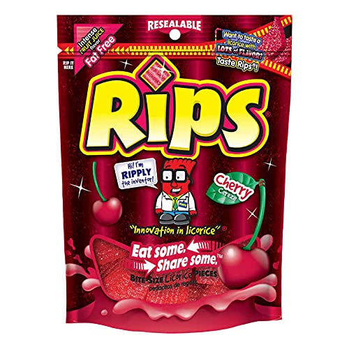 Amazon.com : Rips Bite-Size Cherry Licorice Pieces Resealable Stand Up ...