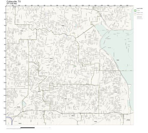 ZIP Code Wall Map of Colleyville, TX ZIP Code Map Laminated: Amazon.com ...